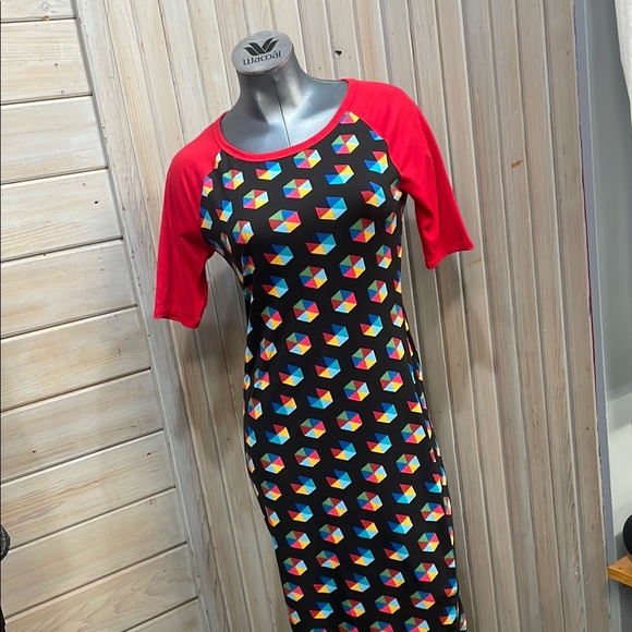 LuLaRoe | Dresses | Lularoe Red And Black Raglan Midi Dress | Poshmark